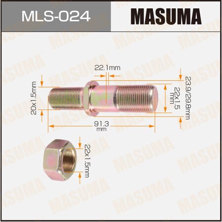 MASUMA MLS-024, Шпилька колесная M22x1.5(R), M20x1.5(R) Masuma. Бренд автозапчастей №1 в России