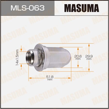 MASUMA MLS-063, Гайка колесная M14x1.5(R) под ключ 21. Бренд автозапчастей №1 в России