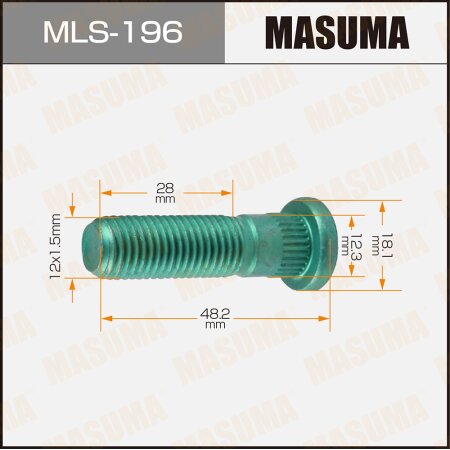 MASUMA MLS-196, Шпилька колесная M12x1.5(R) Masuma. Бренд автозапчастей №1 в России