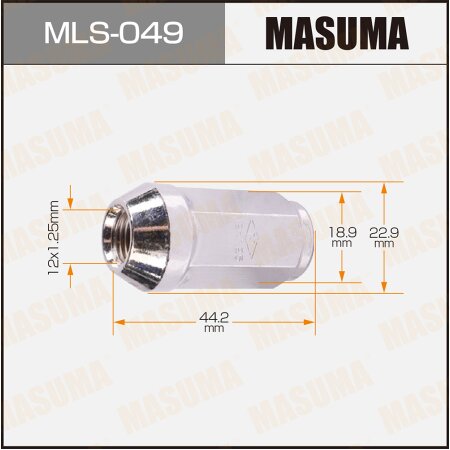 MASUMA MLS-049, Гайка колесная M12x1.25(R) под ключ 19. Бренд автозапчастей №1 в России