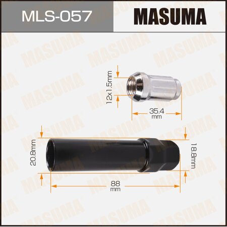 MASUMA MLS-057, Гайка колесная M12x1.5(R) с секретом (набор). Бренд автозапчастей №1 в России